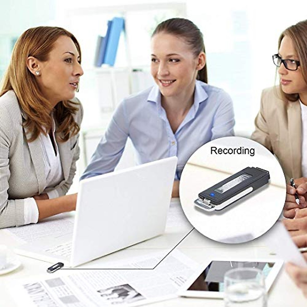Digital Voice Audio Recorder - USB Voice Recorder - No Flashing Light While Recording - Sound Recording Device for Lectures - 15 Hours Battery Life - Dictaphone, 8GB, Mini Grabadora de Voz