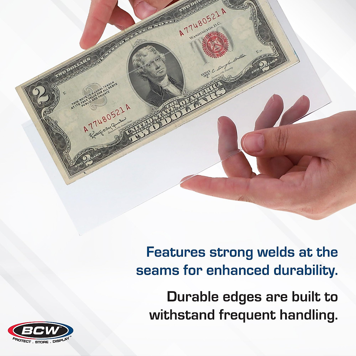 BCW Regular Bill Deluxe Currency Holders - 10ct | Deluxe Archival Safe Bill Protector Sleeves | Double-Polished Clear Vinyl | for Collectors and Numismatics | US Regular Bill Currency Holders