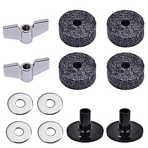Cymbal Replacement Accessories Cymbal Sleeves with Base Wing Nuts Cymbal Felts Hi-Hat Clutch Felt Hi Hat Cup Felt&Cymbal Washer (G-12)