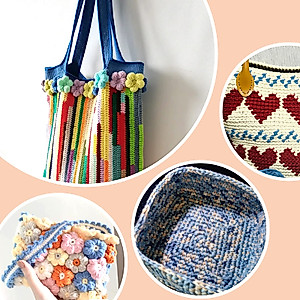 4x50g Yarn for Crocheting and Knitting, 4x80m (87yds) Beginner Crochet Easy Cotton Yarn with Easy-to-See Stitches, Worsted-Weight Medium #4 - Cotton-Nylon Blend Blue