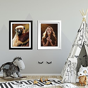 Betionol Picture Frame Set of 2, Display 12x16in/30x40cm Diamond Painting Pictures or Photos, Black and White Natural Solid Wood Diamond Painting Frame with Plexiglass, Back Mat And Hanging Kit