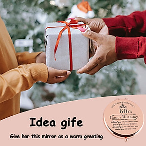 Cawnefil 60th Birthday Gifts for Women Rose Gold Compact Makeup Mirror Happy 60 Years Old Birthday Gifts for Women Turning 60th Birthday Gift for Mom Grandma 60th Birthday Gift Ideas