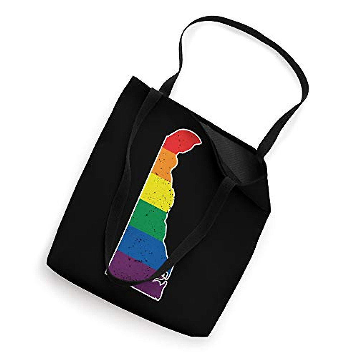 Gay Pride Flag - Delaware State Map - Rainbow Stripes Tote Bag