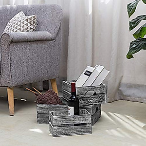MyGift Country Rustic Gray Washed Wood Storage Decorative Box, Nesting Wooden Crate Box Container, Set of 3