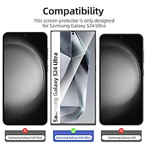 NEW'C 3 Pack Designed for Samsung Galaxy S24 Ultra (No for S24/S24 Plus) Screen Protector Tempered Glass,Case Friendly Scratch-proof, Bubble Free, Ultra Resistant