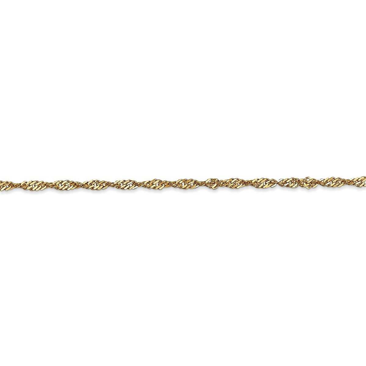 Solid 14k Yellow Gold 2mm Singapore Twist Chain Necklace - with Secure Lobster Lock Clasp 18"