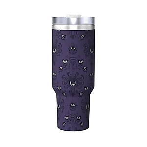 PTONUIC Haunted Mansion 40 oz Tumbler with Handle and Straw Lid | Insulated Cup Reusable Stainless Steel Water Bottle Travel Mug Cupholder Friendly | Gifts for Women Men Him Her
