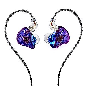 YINYOO KBEAR Storm in-Ear Monitor, 1DD Wired Earphones Professional Wired Earbuds IEM with Crystal Clear Sound, 3.5mm Plug in Ear Headphones for Musician Singer Music (Blue-Purple, Without mic)