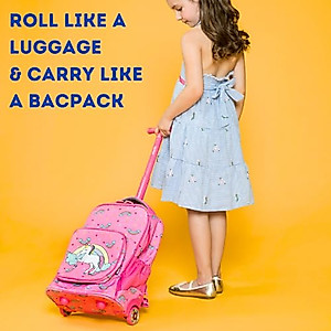 J World New York Kids' Sparkle Rolling Backpack, Unicorn, One Size