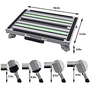 GarfatolRv Safety RV Steps Adjustable Height Aluminum Folding Platform Step with Glow in The Dark Tapes RV Step Stool Supports Up to 1000 lbs.