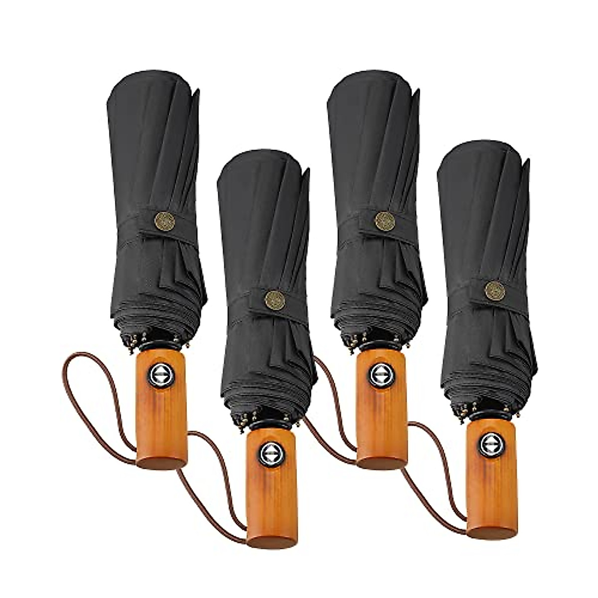 Kacctyen 4 Pieces Travel Umbrellas Compact Windproof Rain Umbrella Automatic Folding Umbrella Small Portable Umbrella for Men Women, Black