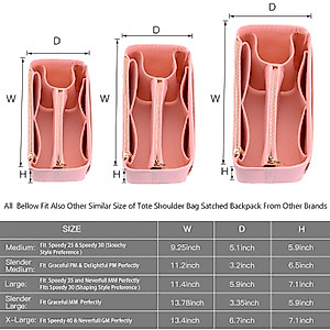 ZTUJO Purse Organizer, Felt Bag Organizer Insert For Speedy, Neverfull, Graceful, Tote, Handbag, Shaper (X-Large, Brush Pink)