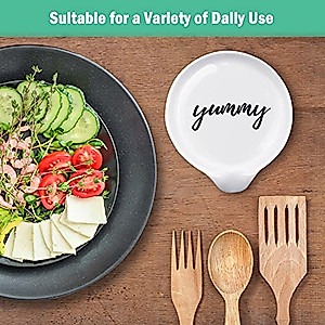 Large Spoon Rest for Stove Top & Kitchen Counter - Ceramic Utensil Rest White 5 Inch Oversized Spoon Holder - Farmhouse Home Décor for Coffee Cup & Tea Spoon, Cooking, Utensil, Ladle Rest, Yummy