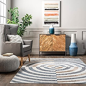 nuLOOM Modern Swirls Machine Washable Area Rug, 4x6, Blue