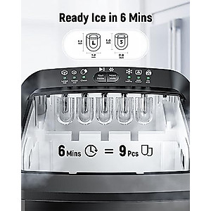 Dreamiracle Ice Maker Machine Countertop Self-Cleaning, 33lbs/24h, Two-Size Bullet Ice Cubes, 2.8L Water Tank, 9 Cubes/Batch