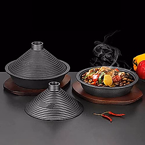 28cm Tagine Pot, Hand Made Moroccan Tajine Pot with Cone-Shaped Closed Lid Ceramic Pot Cooking Cookware for Stew Casserole Slow Cooker, Black (Large)