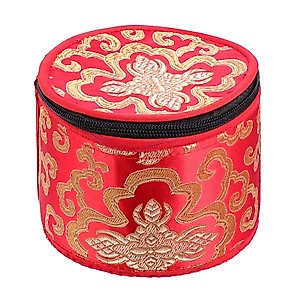 Tibetan Singing Bowl Bag Zipper Buddhist Meditation Bowl Tote Holder Portable Travel Outdoor Chanting Bowl Storage Case 12X9.5CM (Random Color)