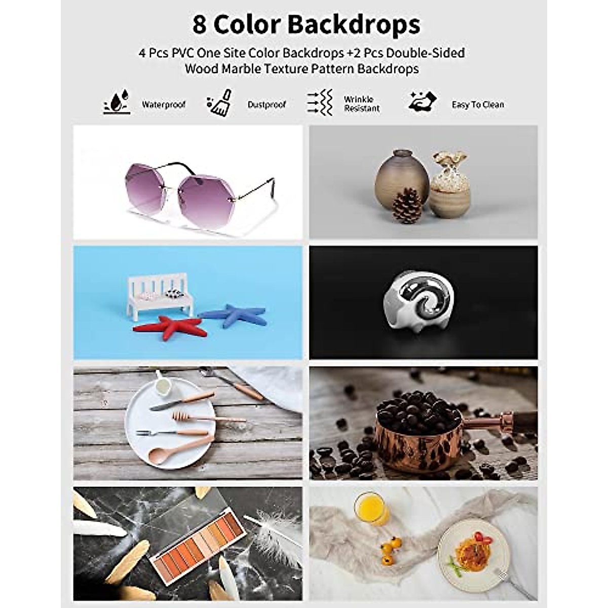 Glendan Portable Light Box Photography, 16"x12" Professional Dimmable Photo Box with 112 High Color Rendering Index LED Lights & 8 Color PVC Backdrops for Jewelry and Small Item Product Photography