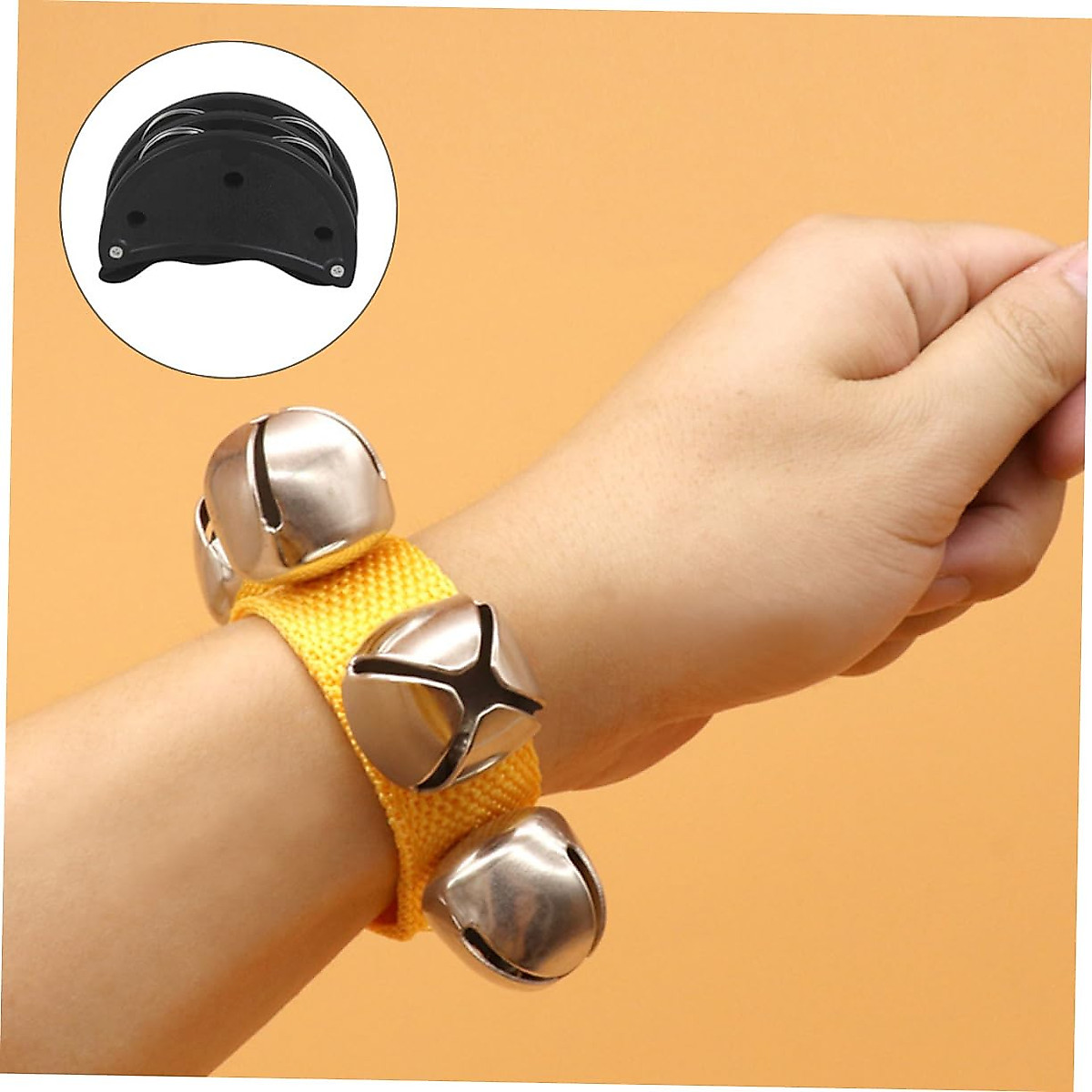 MILISTEN Foot Tambourine with Steel Jingles Cajon Box Drum Companion Accessory Foot Shaker Teaching Toys for Hand Percussion Instruments Black