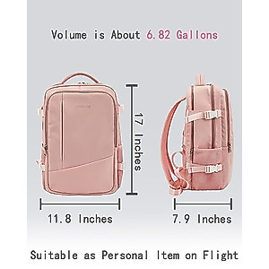 LUCKGLOW Travel Backpack for Women, Pink, Carry on Backpack, Laptop Backpack 15.6 Inch, Travel Essentials, Casual Daypack Backpack