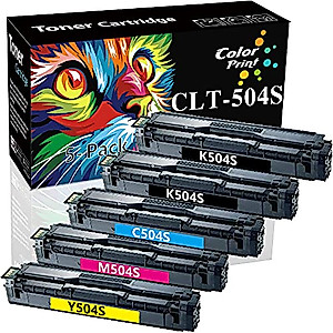 5-Pack ColorPrint Compatible 504S Toner Cartridge Replacement for samsung CLT-504S CLT504S K504S CLT-M504S CLT-C504S CLT-Y504S used for CLP-415NW CLP-475 CLX-4195FW Xpress C1810W C1860FW (2B 1C 1M 1Y)