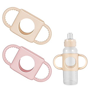 2pcs Baby Bottle Handles for Dr Brown Narrow Baby Bottle, Soft Comfortable Material Silicone BPA Free for Dr Brown Bottle with Easy Grip Handle Over Six Months Baby (Light Pink, Creamy White)