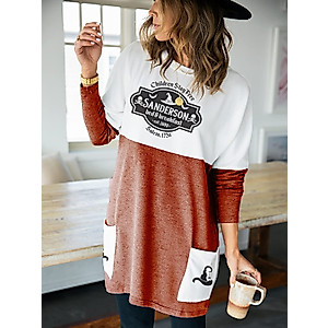 MORCHOY Womens Sanderson Sisters Bed & Breakfast Halloween Shirt Dress, Hallow's Day Fall Sweatshirt for Women -E-2XL