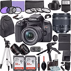 Camera Bundle for Canon EOS Rebel T8i DSLR Camera with EF-S 18-55mm f/4-5.6 is STM Lens and Accessories Kit (64GB, Hand Grip Tripod, Flash, and More) (Renewed)