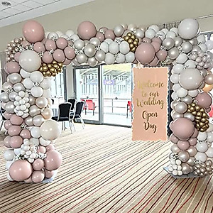 Berichest Double-Stuffed Dusty Pink and Pearl Ivory White Balloon Garland Arch Kit, Metallic Golden Balloons for Baby Shower Birthday Bridal Engagement Anniversary Party Backdrop Decoration
