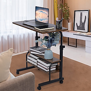 Computer-Desk Office-Desk, Small-Folding Gaming-Laptop Home-Office Desks for Small Spaces, Writing Study Desk Table with Storage for Home Bedroom, Adjustable Height 32×16×25-36 inches