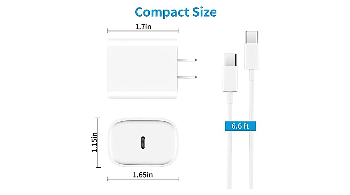 Fast iPad Pro Charger 20W + USB-C Cable 2 Pack for iPad & More