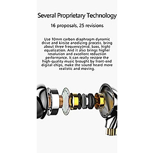 H HIFIHEAR BLON BL03 in Ear Earphone,10mm Carbon Diaphragm Dynamic Drive in Ear Earphone, Metal Shell Bass HiFi DJ in Ear Monito with 2pin Detachable Cable