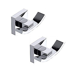 Beelee Towel Hooks for Bathroom Coat Hook Double Robe Hooks ,Polished Chrome Finish, 2 Pack ,BA9103C2