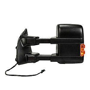 MOTOOS Towing Mirror Driver Side Compatible with 2008-2016 Ford F250 F350 F450 F550 Super Duty Powered Heated Manual Folding Amber LED Turn Signal Rear View Tow Mirror