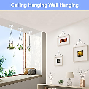 CHOOBY Adhesive Hooks Wall Ceiling: Heavy Duty Damage-Free No-Drill Waterproof Self Stick Cabinet Hook Hanging Small Plant Towel Lights Coat for Door Shower Bathroom Kitchen - 4Pack White