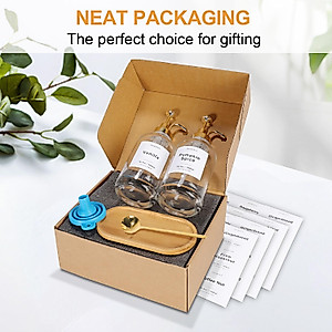 Coffee Syrup Dispenser for Coffee Bar, 16.9oz 500ml Glass Syrup Dispenser w Golden Coffee Scoop, Coffee Syrup Pump Dispenser w 36 Labels and Bamboo Tray, Coffee Syrup Bottles with Golden Pump, 2PCS