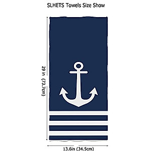 SLHETS Nautical White Anchor Hand Towels 13.6 X 29' Navy Blue Bath Towel Soft Absorbent Kitchen Dish Towels for Household Daily Use | Home Decoration | Carry-On Hotel Gym Spa