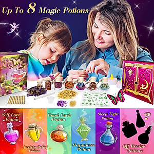 FUNZBO Fairy Polyjuice Potions Crafts for Girls Ages 6-8, Christmas Easter Gifts for 6 7 8 9 10 Year Old Girls & Girl Birthday Gifts, Fairy Garden Kit Gifts for Girls 6-8 8-10 8-12 Or Above (Red)