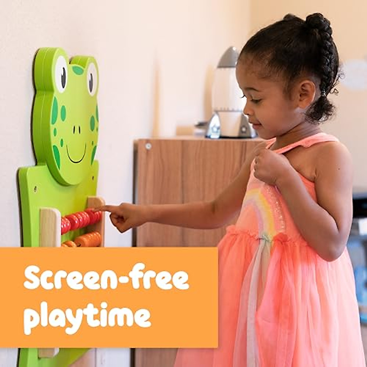 SPARK & WOW Frog Activity Wall Panel - Ages 18m+ - Montessori Sensory Wall Toy - Abacus Activity - Busy Board - Toddler Room Décor