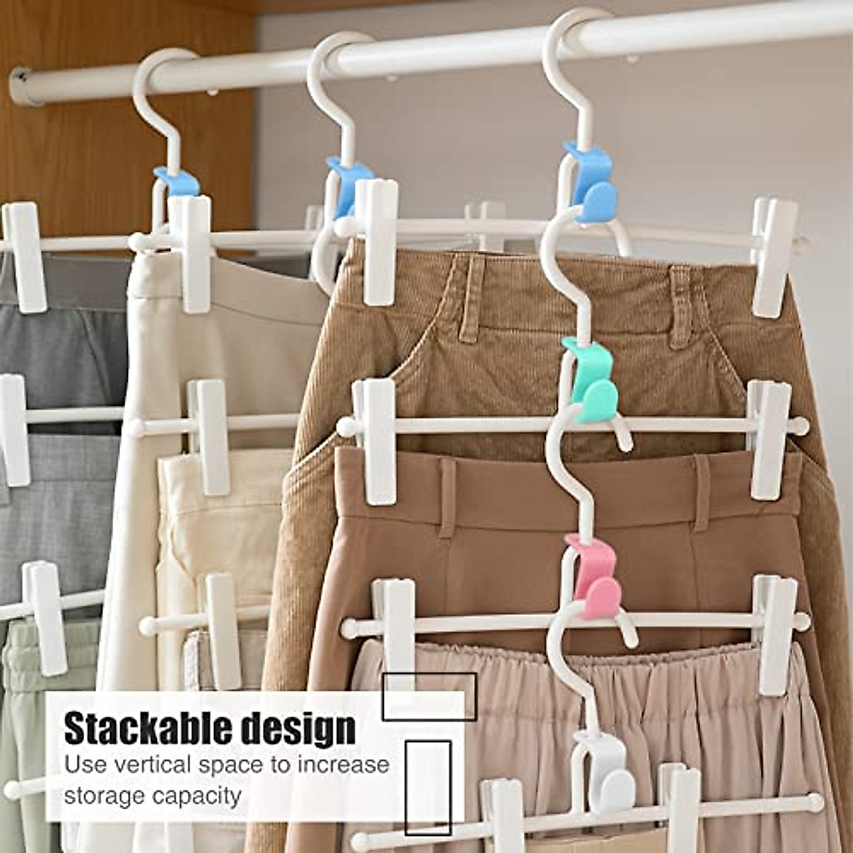 Clothes Hanger Connector Hooks,100PCS Hanger Hooks,Space Saving Cascading Hangers Connection Hooks for Heavy Duty Clothes Closet (Colorful)