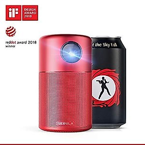 Anker Nebula Capsule Smart Wi-Fi Mini Projector，Red, 100 ANSI Lumen Portable Projector，with Capsule Series Adjustable Tripod Stand