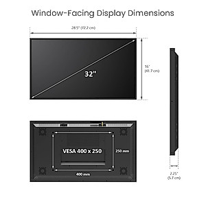 32" Sun-Readable Window-Facing Display, Ultra-Bright 3000 nits LCD, Non-Touch, Indoor Use, Android OS, WiFi, Plug & Play, Digital Signage Software Ready, Online Content Management