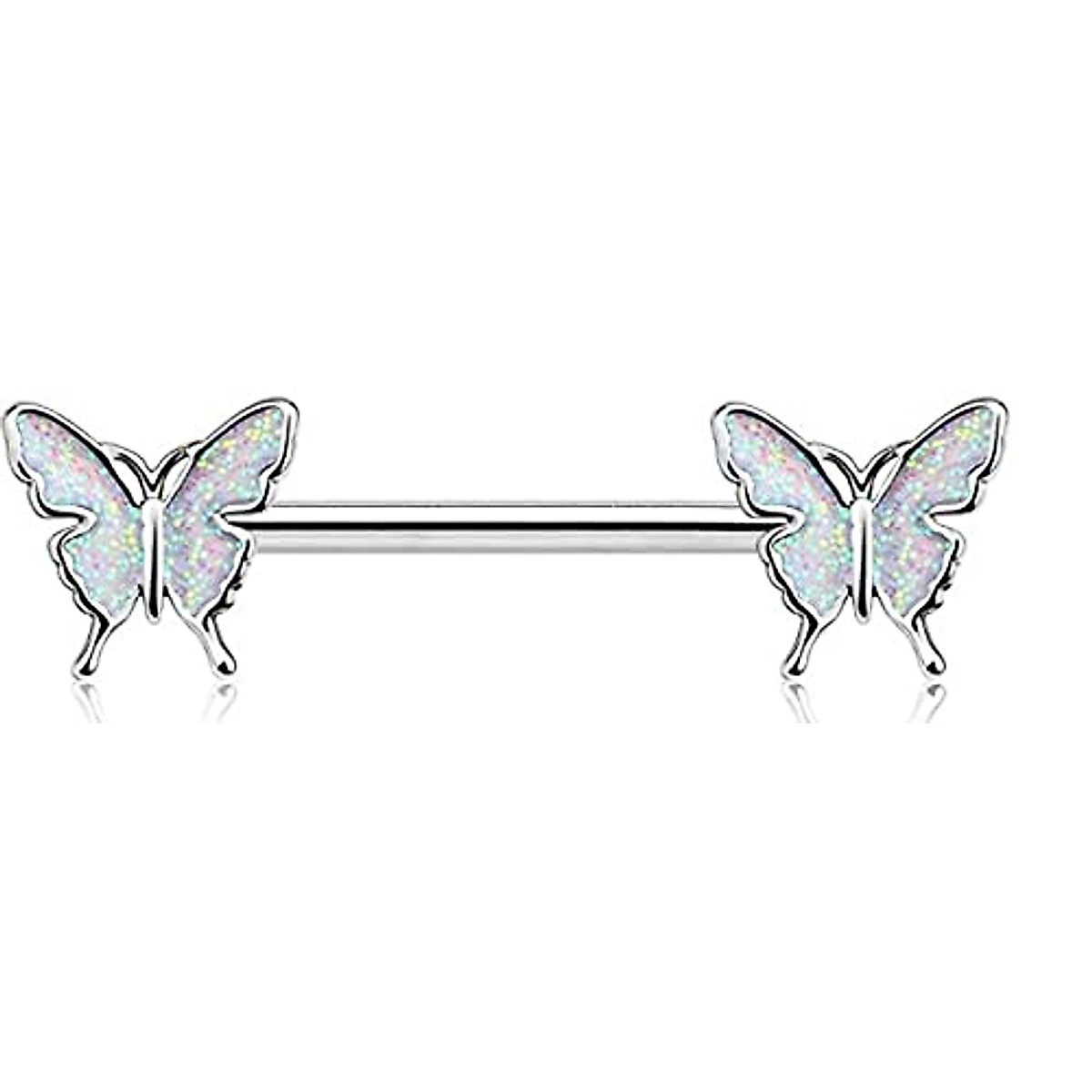 3 Pcs Set Butterfly Nipple Barbell 14g Colorful Charming Nipple Piercing Animals Jewelry Nipple Ring Bar Body Piercing Jewelry for Women - 6pcs