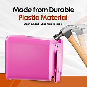 HAUSSIMPLE Car Trash Can Waterproof Vehicle Garbage Bin, Leakproof Anti Slip Floor Mat Clip Trash Bag Holder for Car, Truck, SUV, Van Portable Auto Trash Container with Stability Clips (Pink, Large)