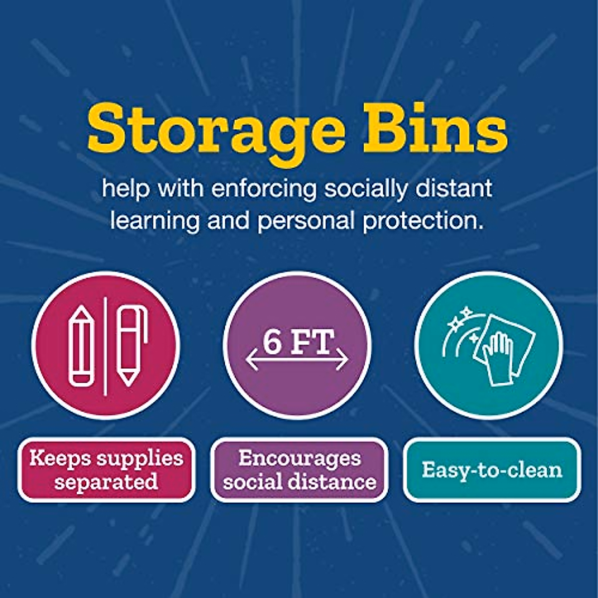 Really Good Stuff Group Colors for 6 - Picture Book Bins with Dividers - 6 Bins