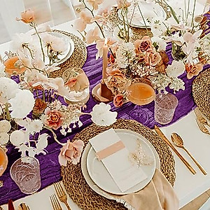 FUHSY Purple Cheesecloth Table Runner Gauze Table Runner 10FT Plum Table Cloth Runner for Wedding Birthday Rustic Table Runners Cheese Cloth Halloween Table Runner Bridal Party Table Decorations