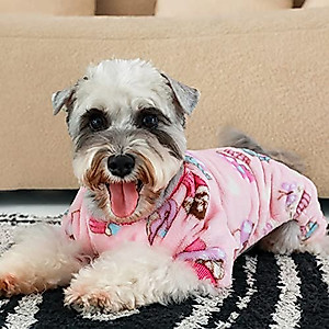 Fitwarm Sweet Cupcake Pet Clothes for Dog Pajamas PJS Coat Soft Velvet Pink Small