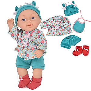 Baby Doll with Clothes & Accessories, Newborn Baby Doll in Carrier Gift Box, Magic Disappearing Milk Bottle with Feeding & Changing Deluxe Travel Set