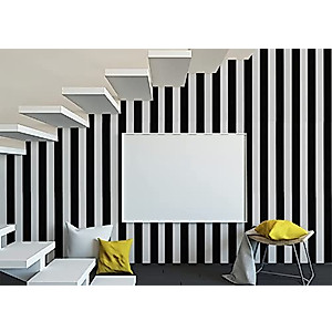 Guvana Black and White Wallpaper Striped Peel and Stick Removable Contact Paper Self-Adhesive Modern DIY Wallpaper for Bedroom Livingroom Cabinets Decor Vinyl Roll 78.7"x17.7"