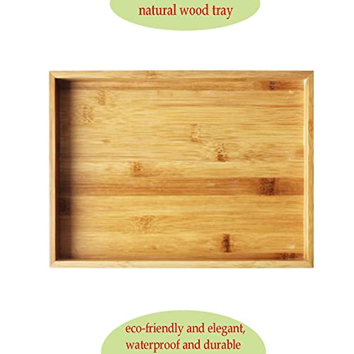 Natural Wood Tray, Slip-Resistant Wooden Bathroom Tray & Kitchen Decor Wood Holder Organizer